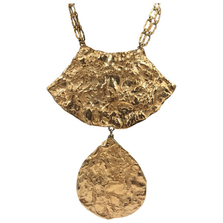 Napier Gilded Gold Abstract Gold Necklace with Double Chain – catwalk