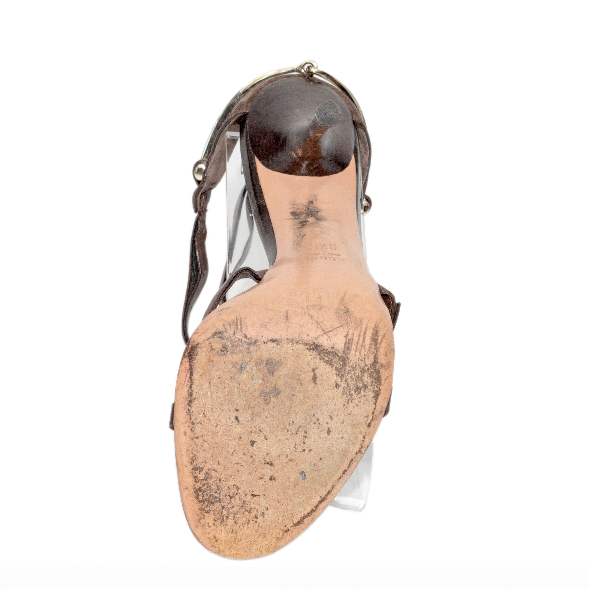 Gucci Brown Sandal With Stirrup Around Back Heel – catwalk